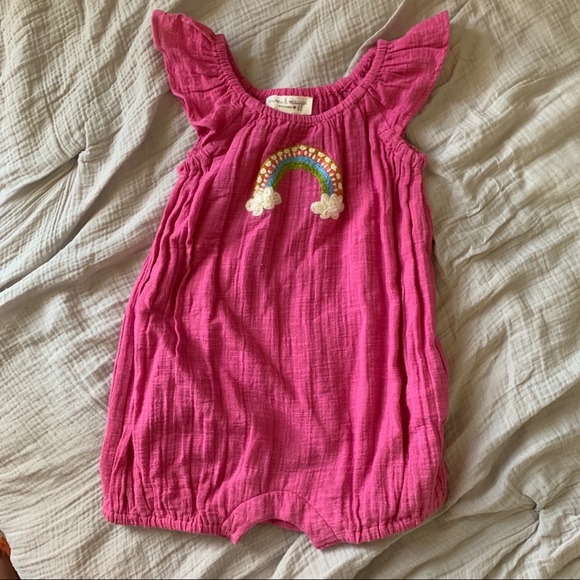 Mimi & Maggie | Bottoms | Mimi Maggie Pink Rainbow Romper | Poshmark